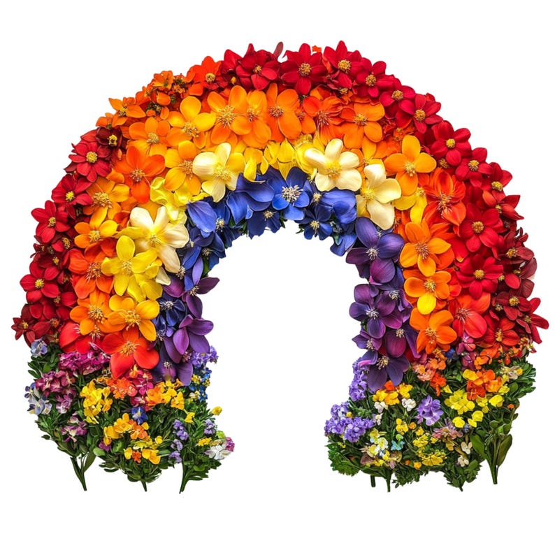 Rainbow Flower Frame Clipart: Colorful Floral PNG (digital Download) - Etsy