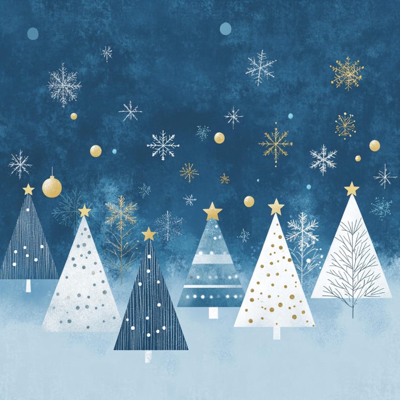 Christmas Background Art: Holiday Winter Scenes (digital Download ...