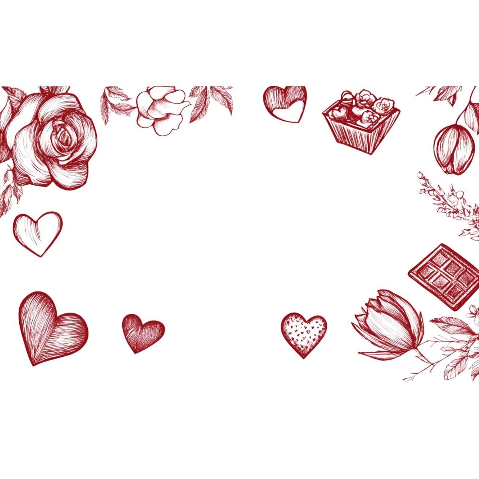 Red Hearts Frame: Valentine's Day PNG Clipart (digital Download ...