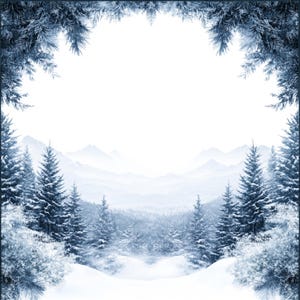 12 Winter Frame Art Landscape Clipart, Watercolor Winter Scene, High ...