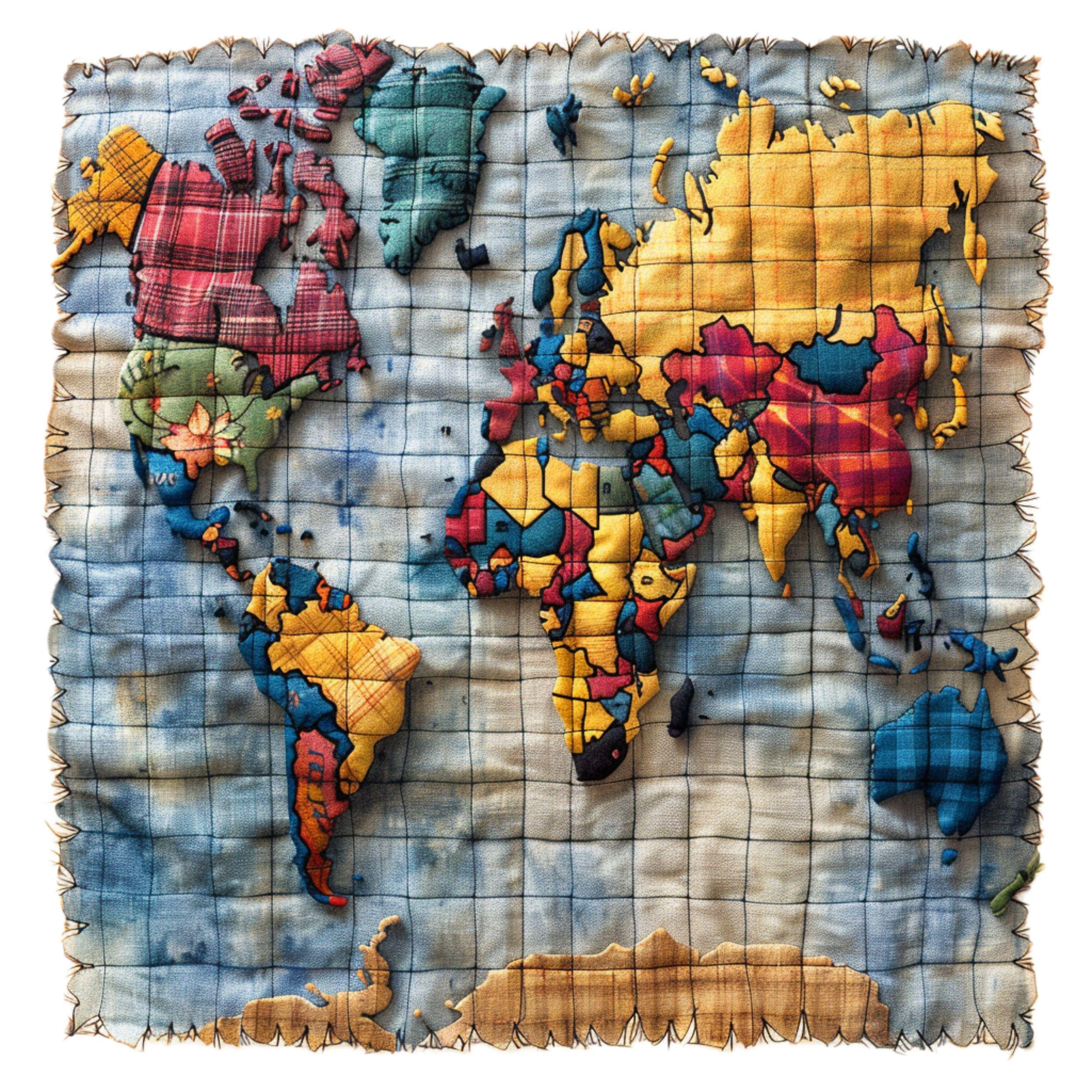 16 PATCHWORK WORLD MAP Digital Image, Patchwork World Map Clipart ...