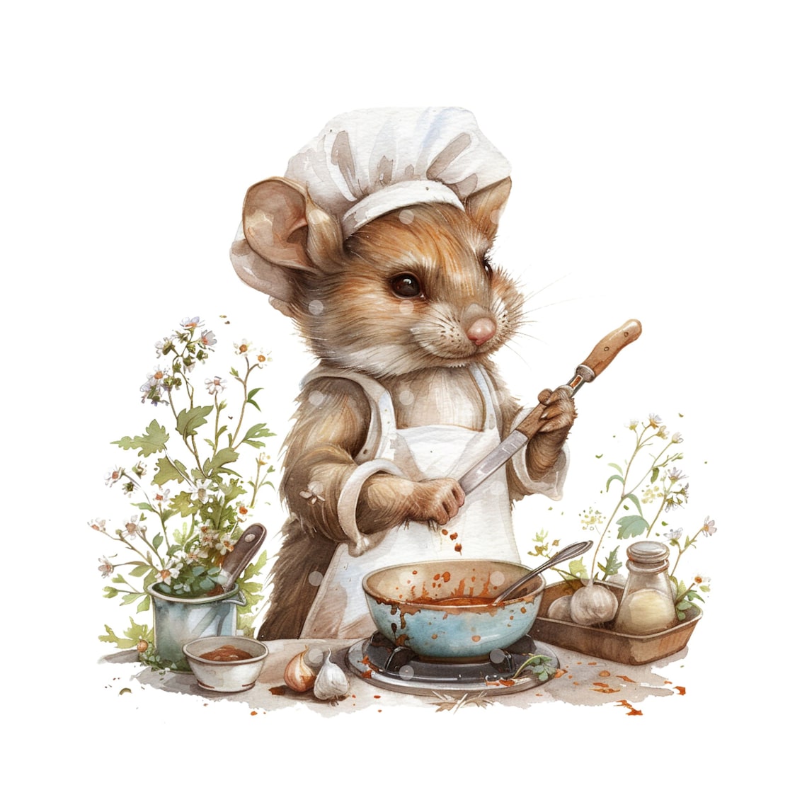 12 Cute Cooking Gopher Clipart, PNG, Gopher Printable Watercolor ...