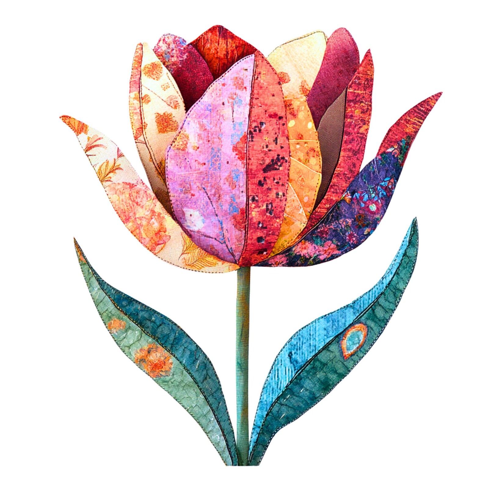 Mosaic Tulip Digital Art: Floral Illustration (digital Download ...
