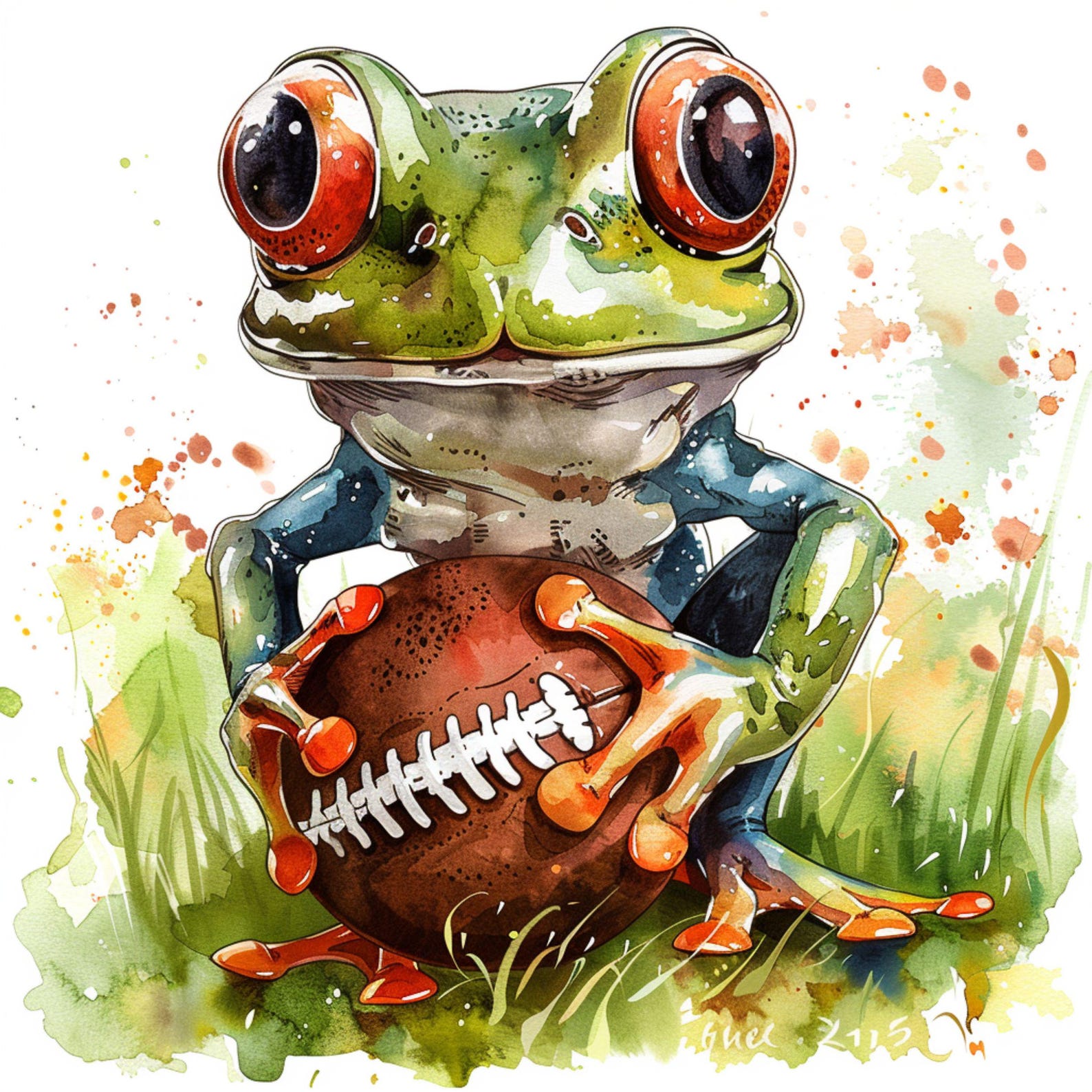 12 FROG PLAYING FOOTBALL Clipart, Jpg Image of Frog Sportsman, Frog and ...