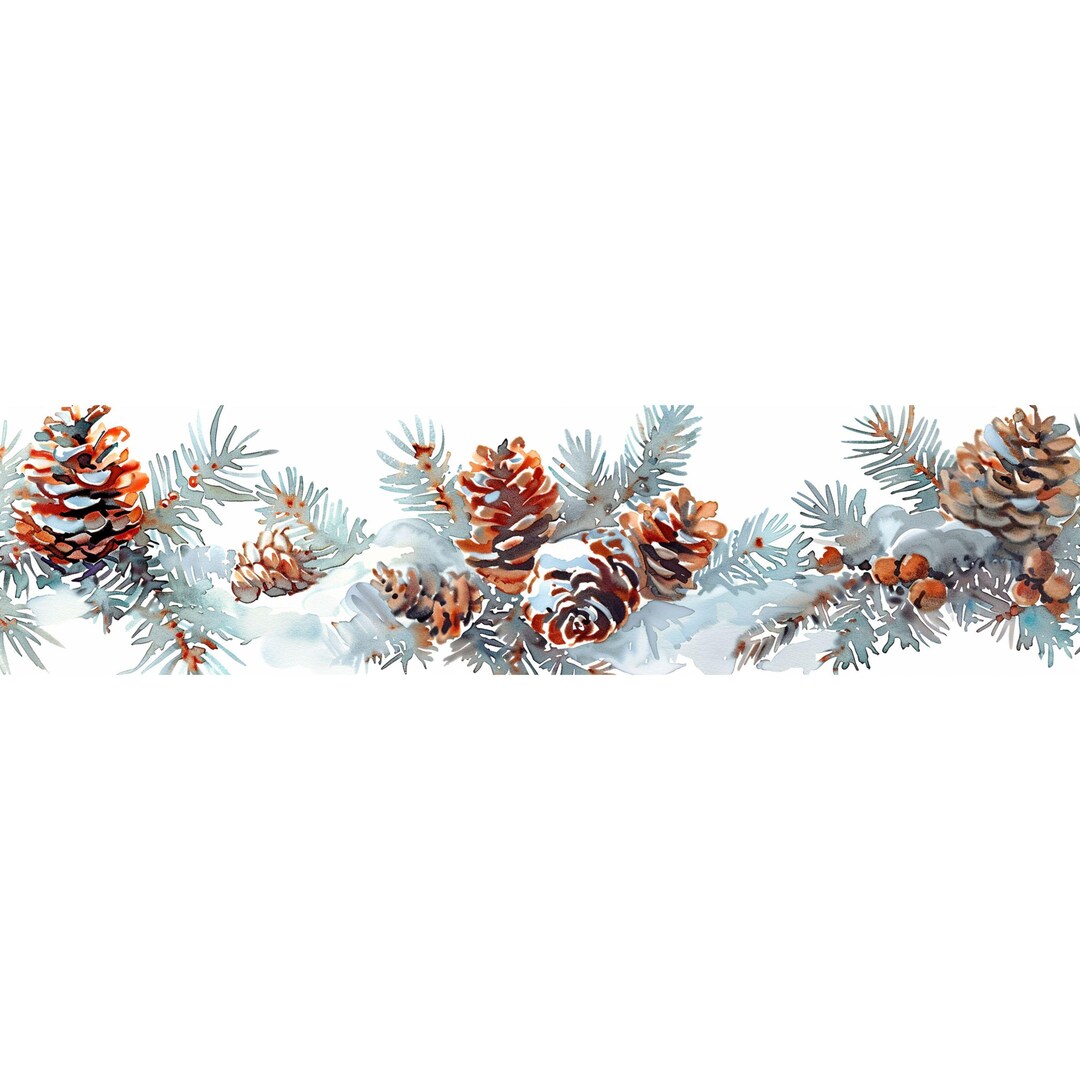 Snow Pine Cones Digital Art: Winter Holiday Print (commercial Use ...