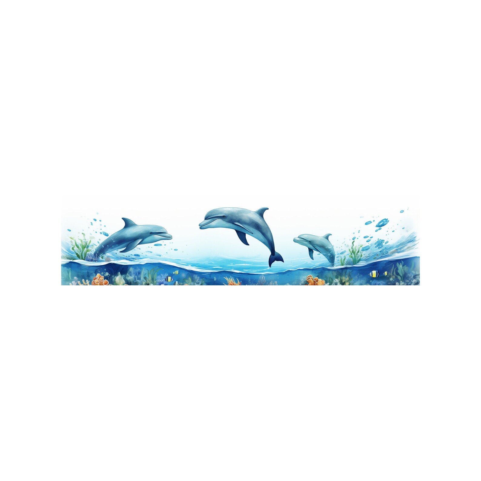 10 JPG Dolphins Border Clipart, Watercolor Dolphin, Clipart Border ...