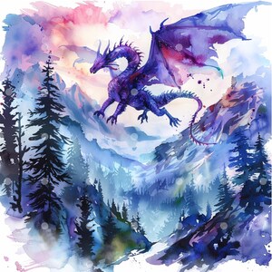 12 Magic Dragon Cliparts, JPG, Printable Watercolor Clipart Dragons ...