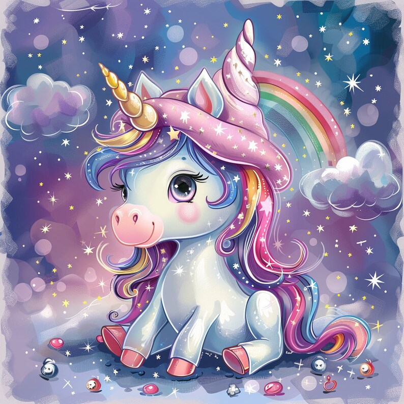 12 Rainbow Unicorn Clipart, Unicorn Clip Art Cloud, Cute Unicorn Stars ...
