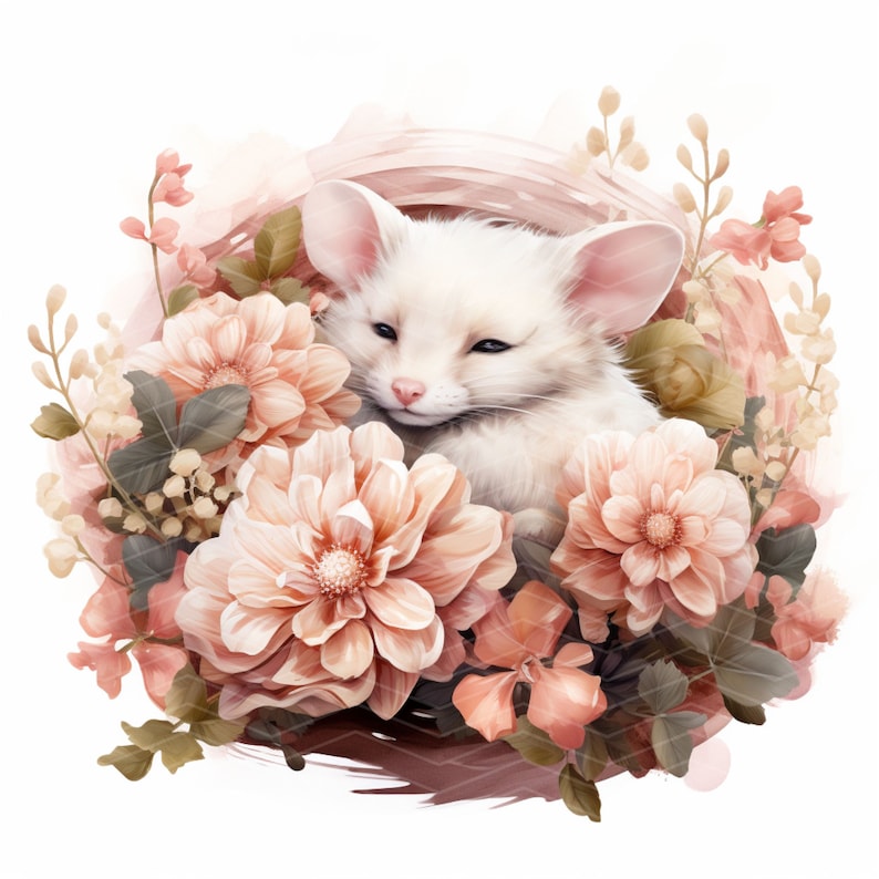 20 Mouse in a Flower Cliparts, JPG Image of a Mouse in a Flower ...