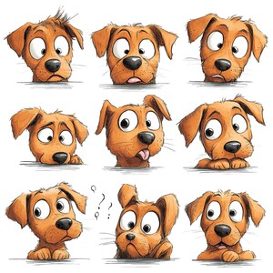 Funny Dog Clipart: Goofy Watercolor Dog Icons (PNG) - Etsy