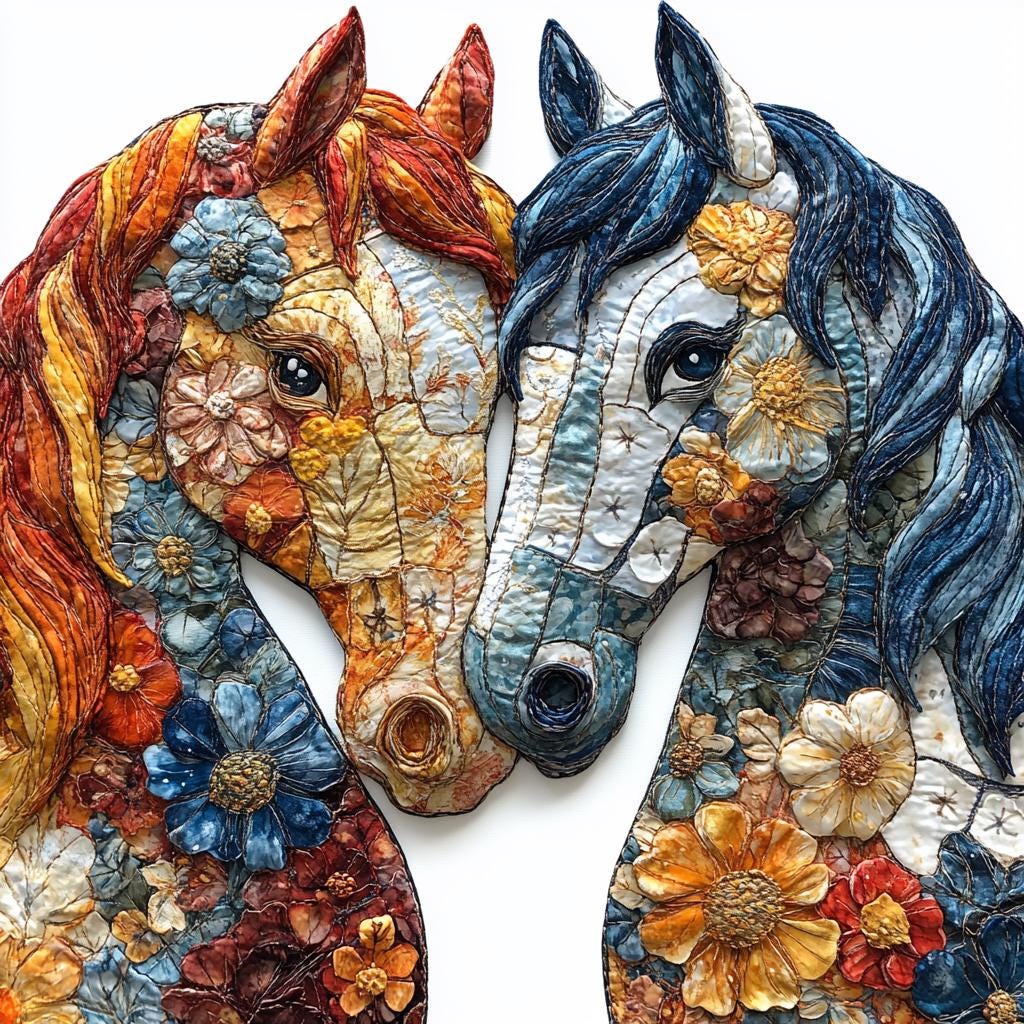 Patchwork Horse Clipart: Rustic Farm Animal Art (digital Download) - Etsy