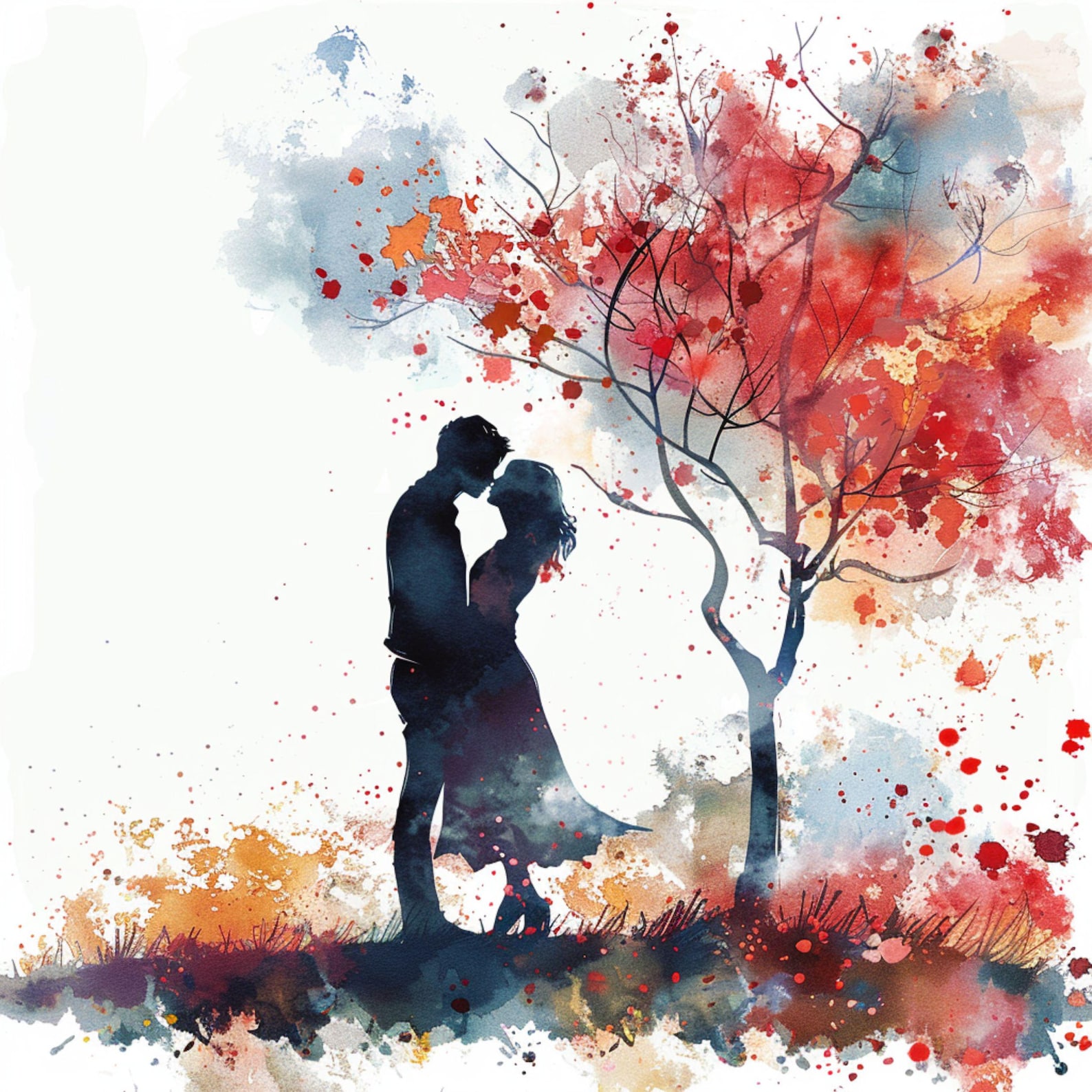12 ROMANTIC COUPLE CLIPARTS, Watercolor Image of Lovers, Digital Image ...