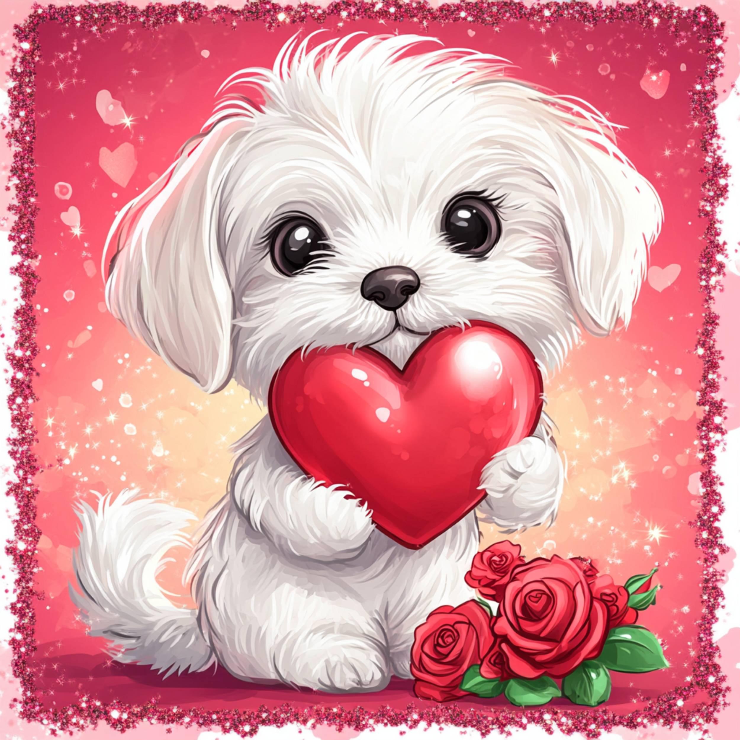 12 Cute Valentine Puppy Valentine's Day JPG, Love Heart Designs ...
