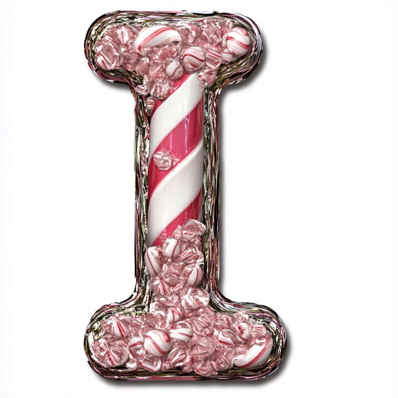 Christmas Candy Alphabet PNG: Glittering Candy Cane Font (digital ...
