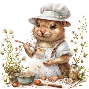 Watercolor Gopher Clipart: Chef PNG Images (digital Download) - Etsy