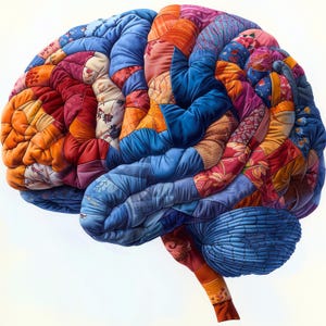 Watercolor Brain Flowers Patchwork Clipart: Scrapbooking Art (digital ...