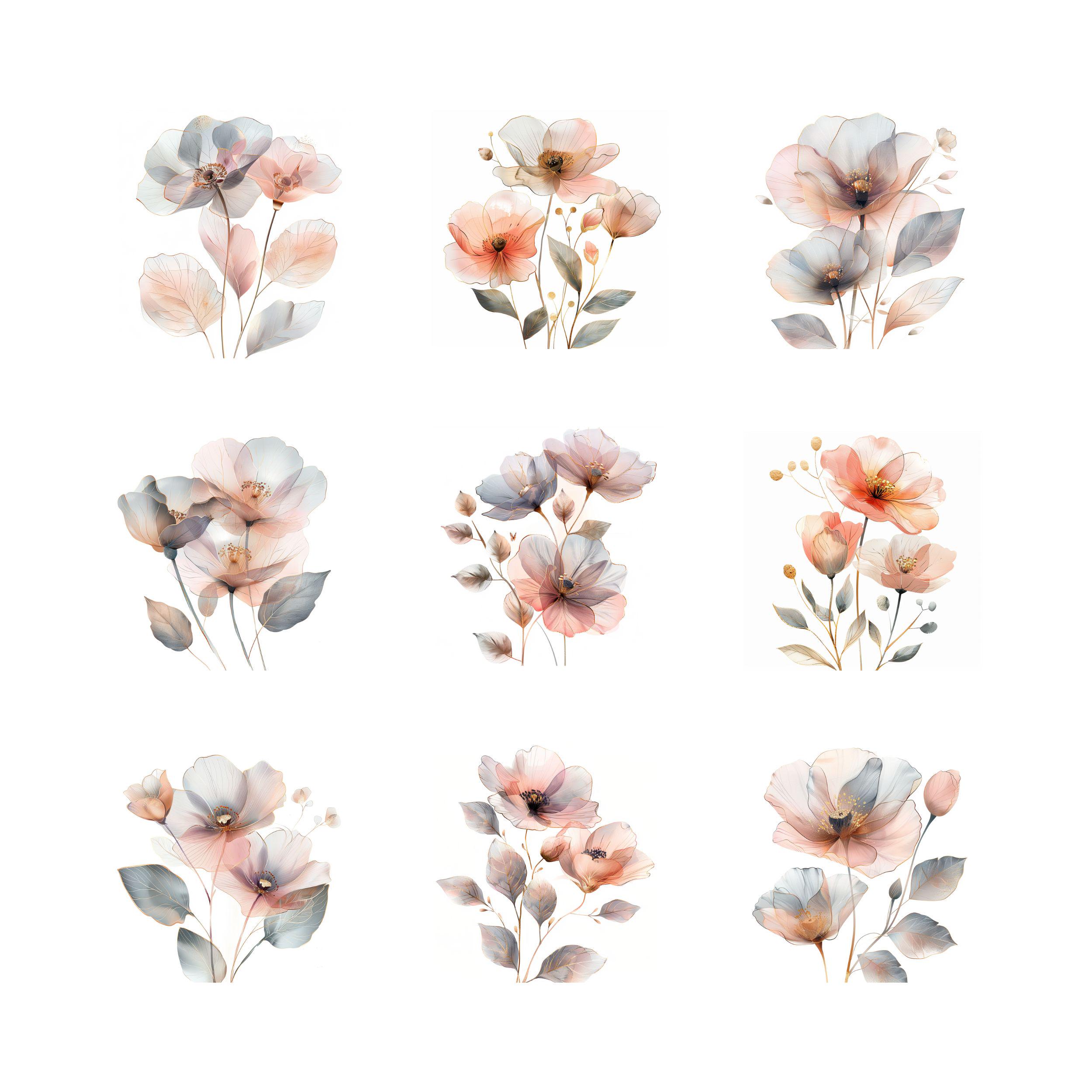 Abstract Watercolor Flower Clipart Bundle (digital Download) - Etsy