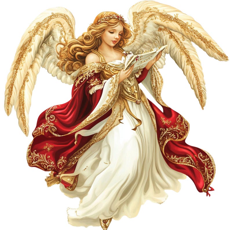 Vintage Christmas Angel Clipart: Festive Ornament Design (digital ...