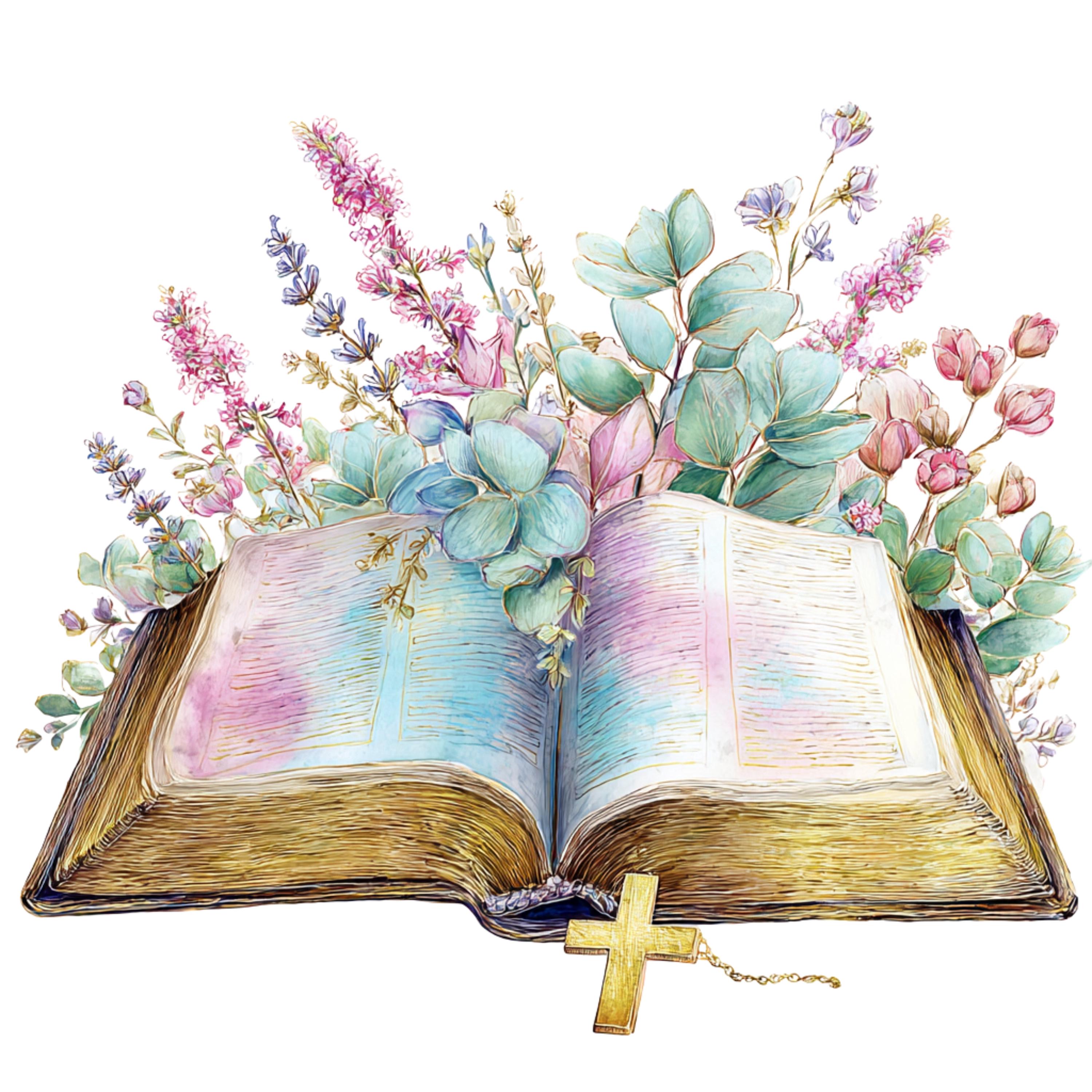 Watercolor Holy Book Clipart: Christian Bible Illustrations (PNG, JPG ...
