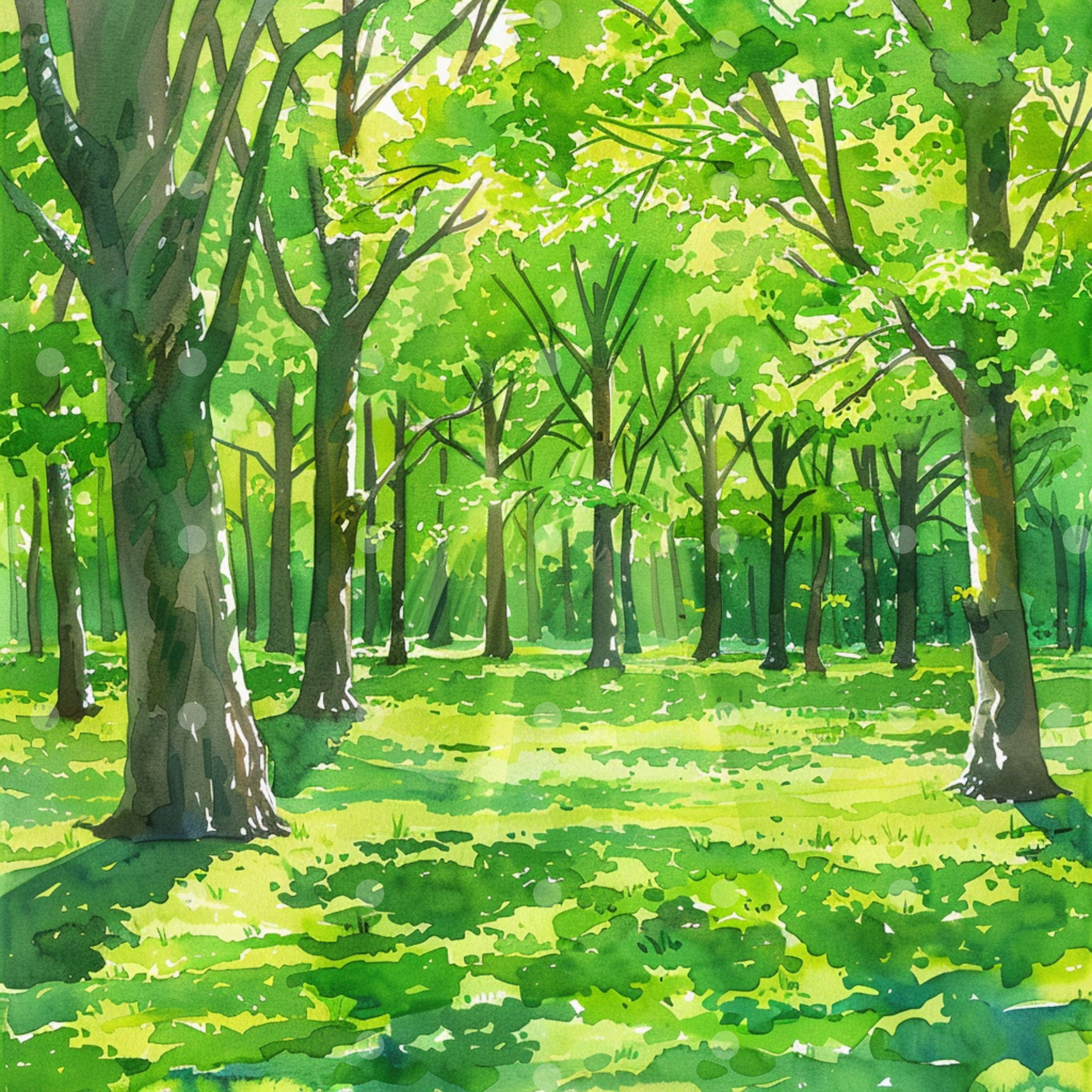 12 Green Forest Path Clipart, JPG, Watercolor Forest Path, Printable ...