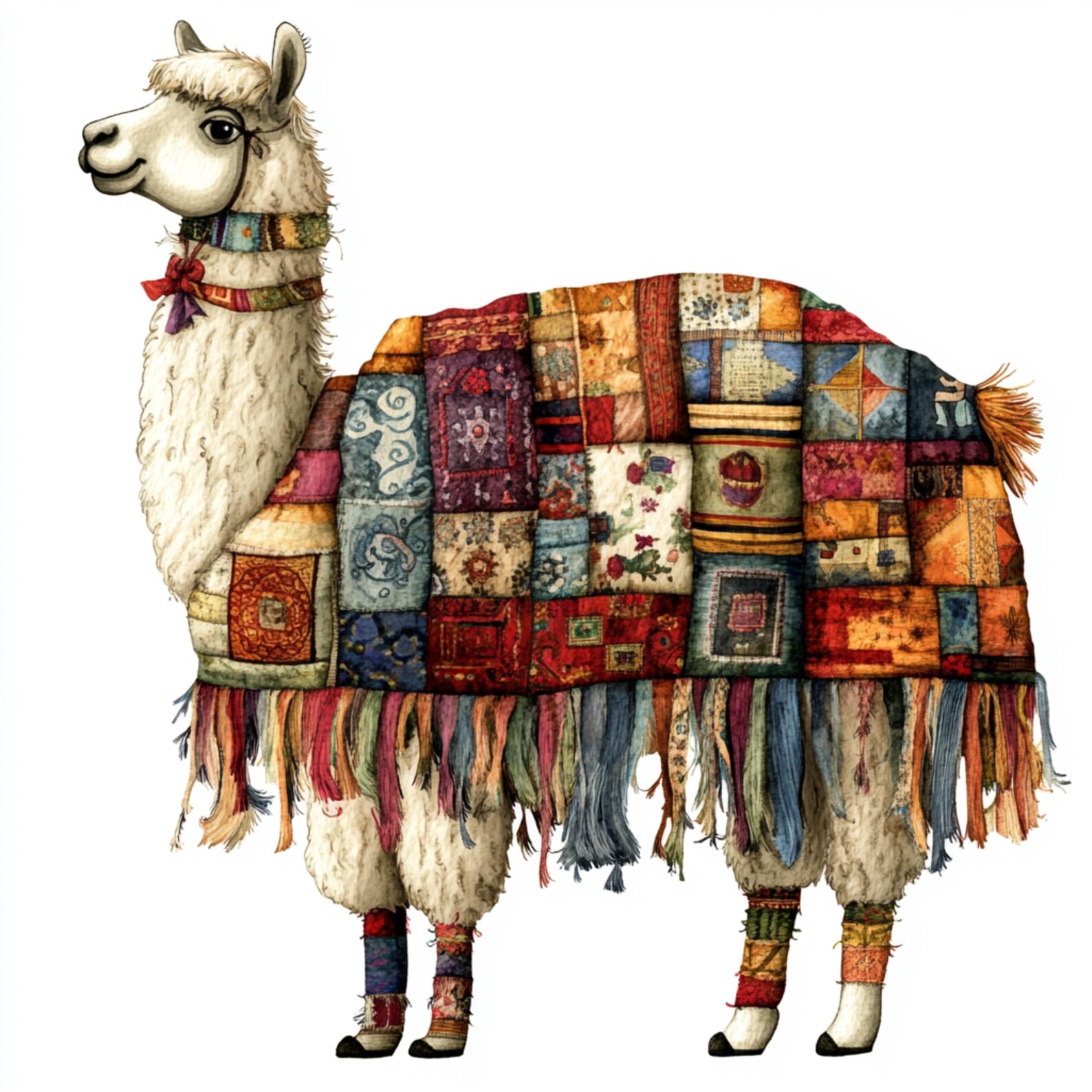 16 Alpaca Patchwork Clipart, Llama Scrapbooking Art, Watercolor Vintage ...