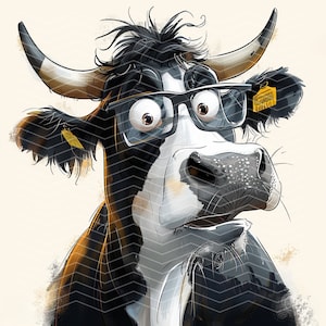 Funny Cow Clipart Bundle, Surprised, Scared, Confused (JPG, Commercial ...