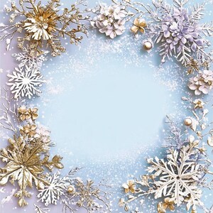 12 Christmas Frame Winter Clipart, Floral Snowflake Frames, High ...