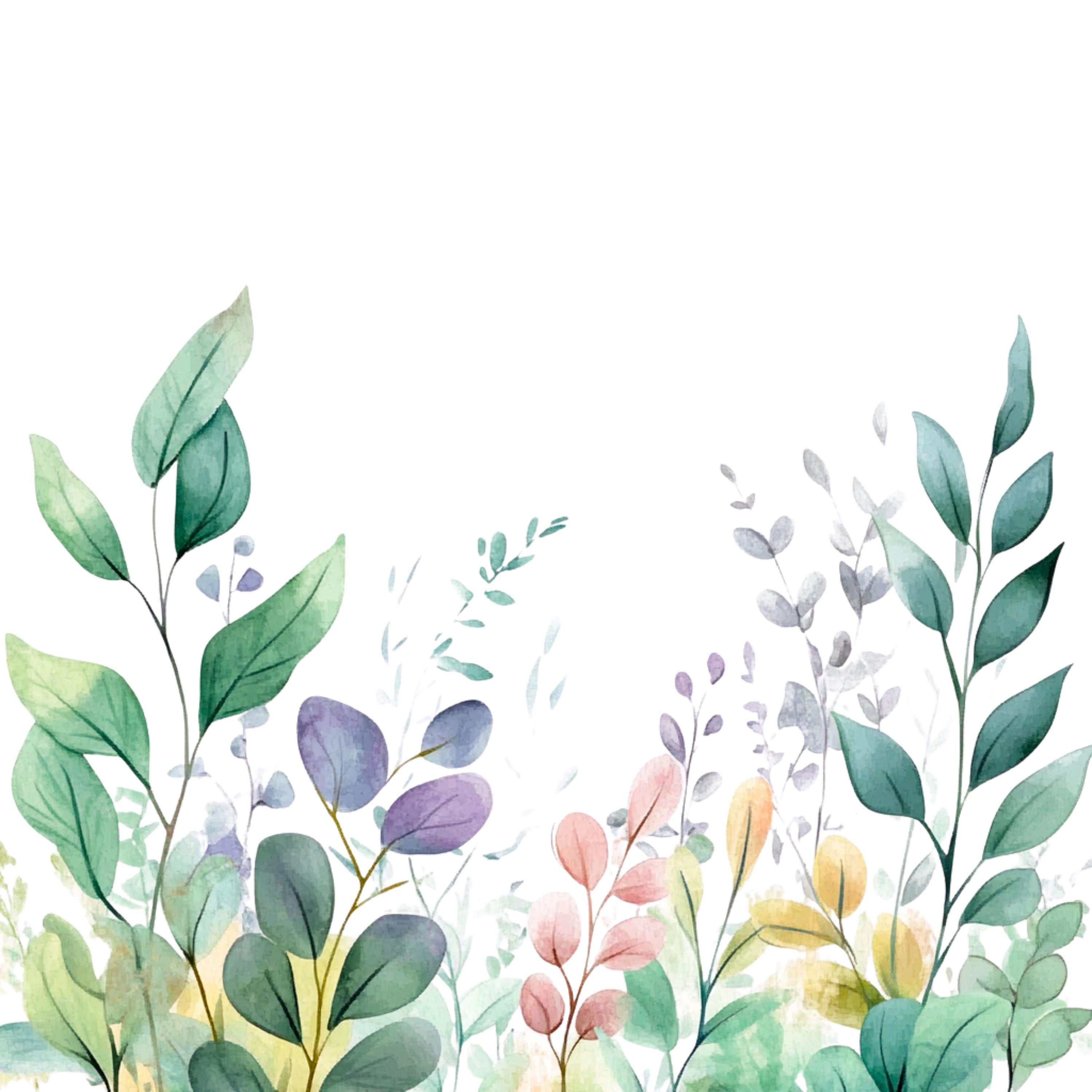 Watercolor Green Leaves Frame Clipart: Botanical PNG (digital Download ...
