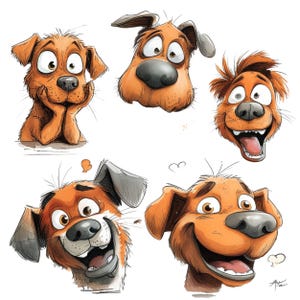 Funny Dog Clipart: Goofy Watercolor Dog Icons (PNG) - Etsy