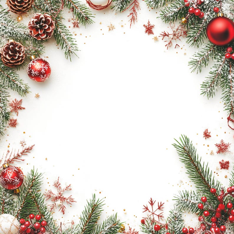 Watercolor Christmas Frames Clipart: Holiday JPG Bundle (digital ...