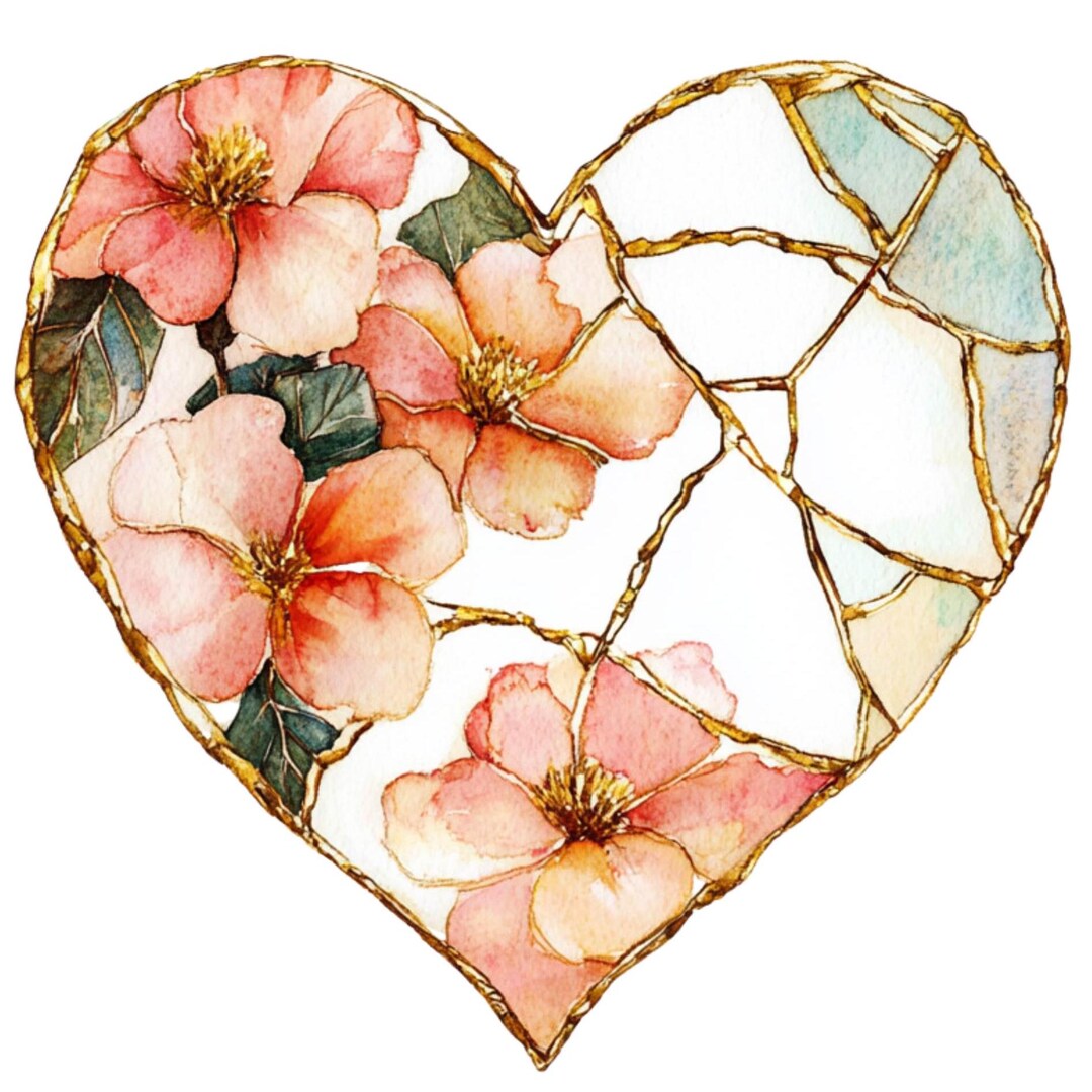 Pink Floral Heart Clipart: Valentine's Day PNG (digital) - Etsy