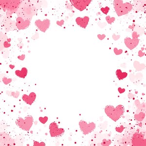 Pink Hearts Frame: Valentine's Day Border Clipart (JPG, Commercial Use ...