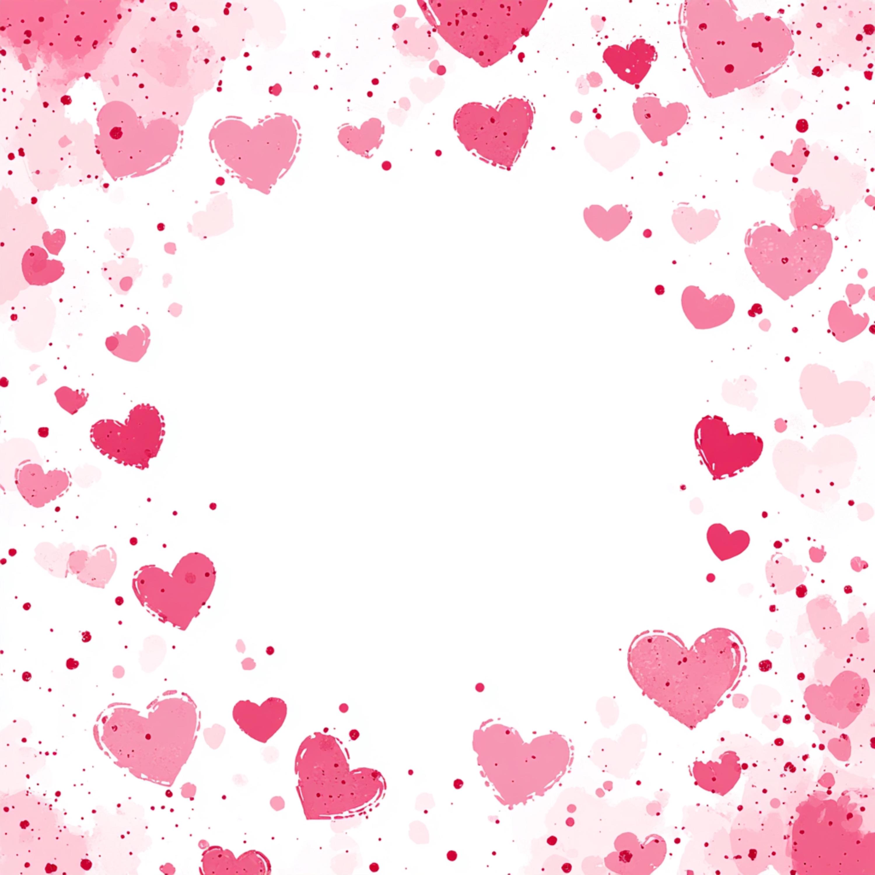 Pink Hearts Frame: Valentine's Day Border Clipart (JPG, Commercial Use ...