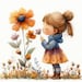 14 LITTLE GIRL and a FLOWER Cliparts, Watercolor Cute Little Girl Image ...