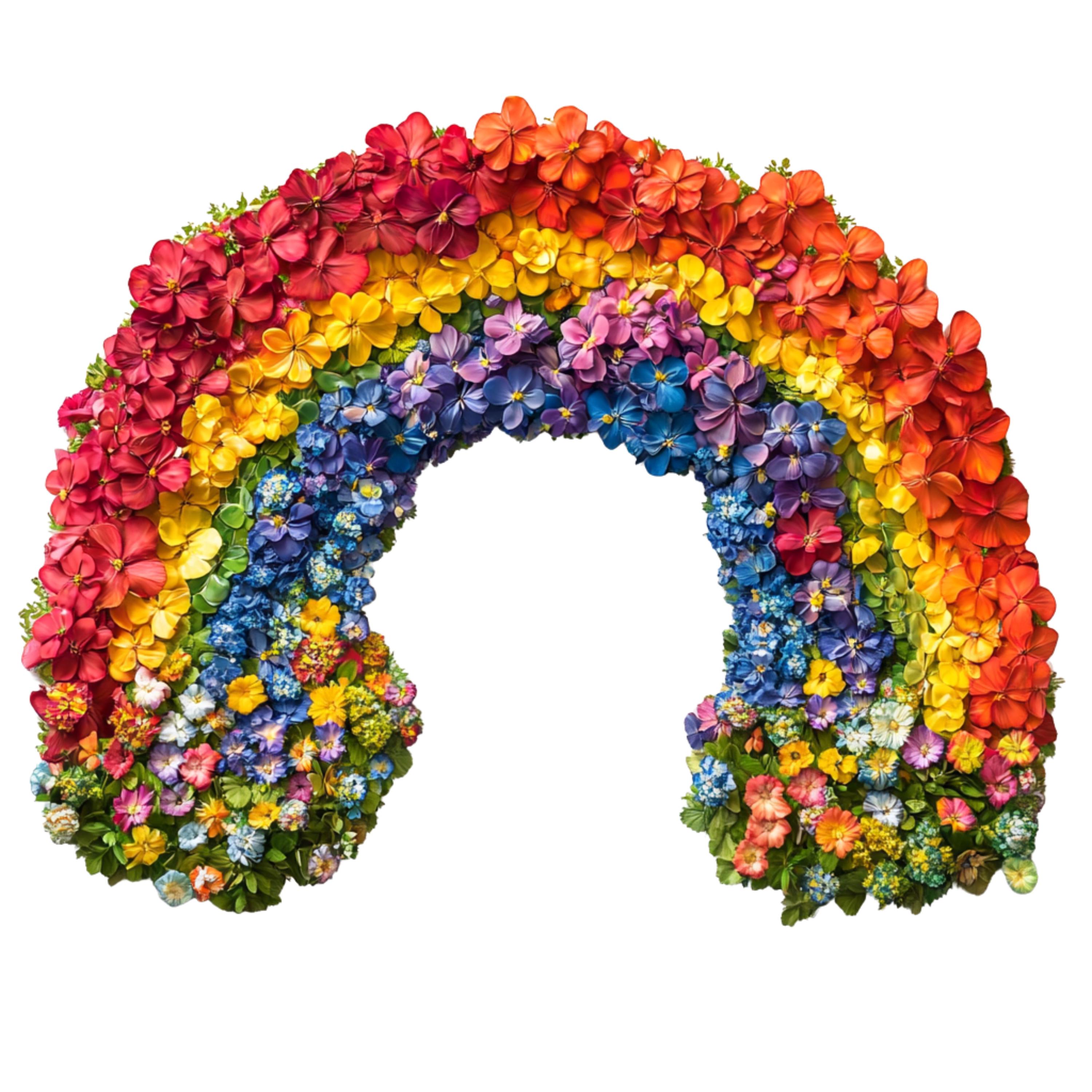 Rainbow Flower Frame Clipart: Colorful Floral PNG (digital Download) - Etsy