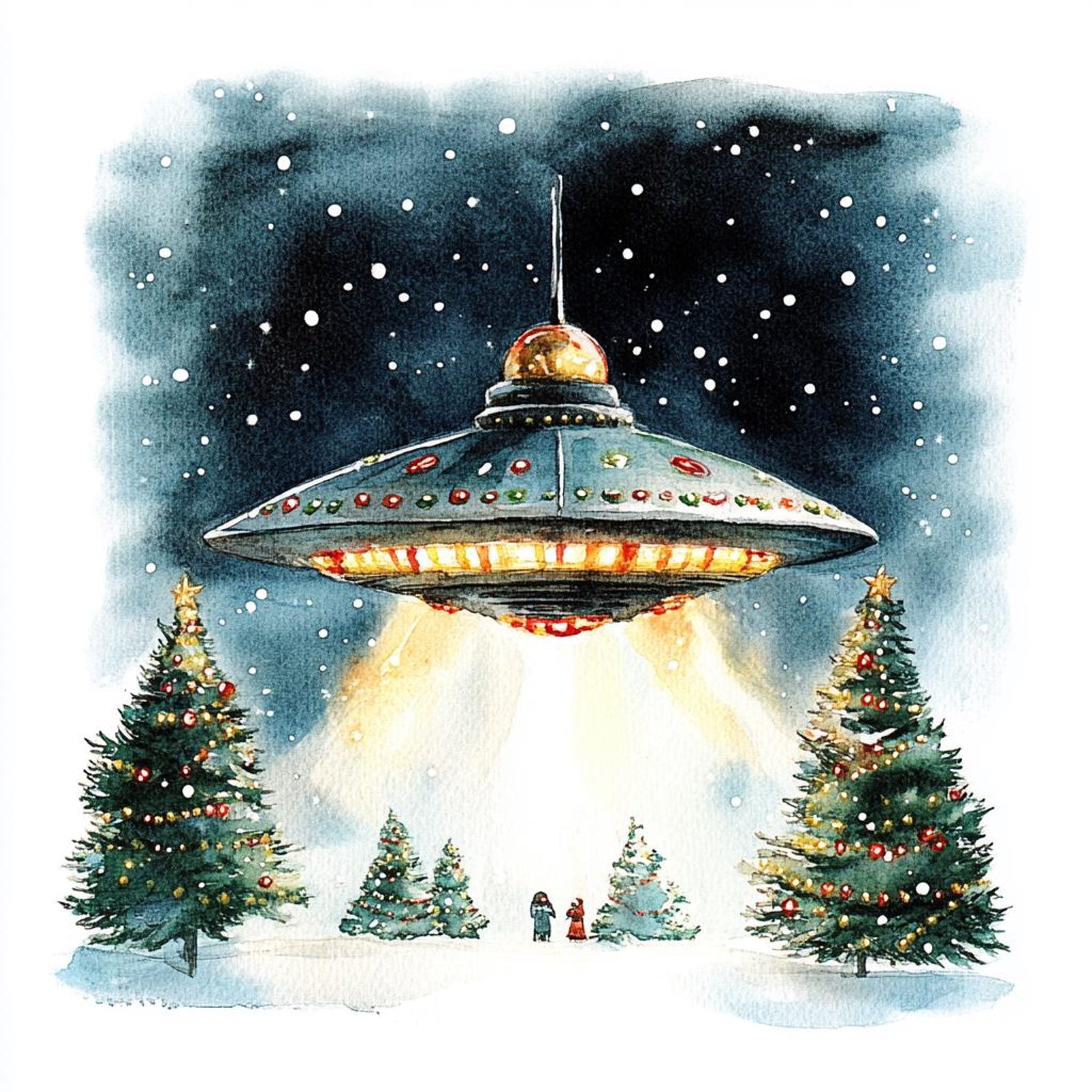 UFO Christmas Clipart: Holiday Space Art (digital Download), Spring ...