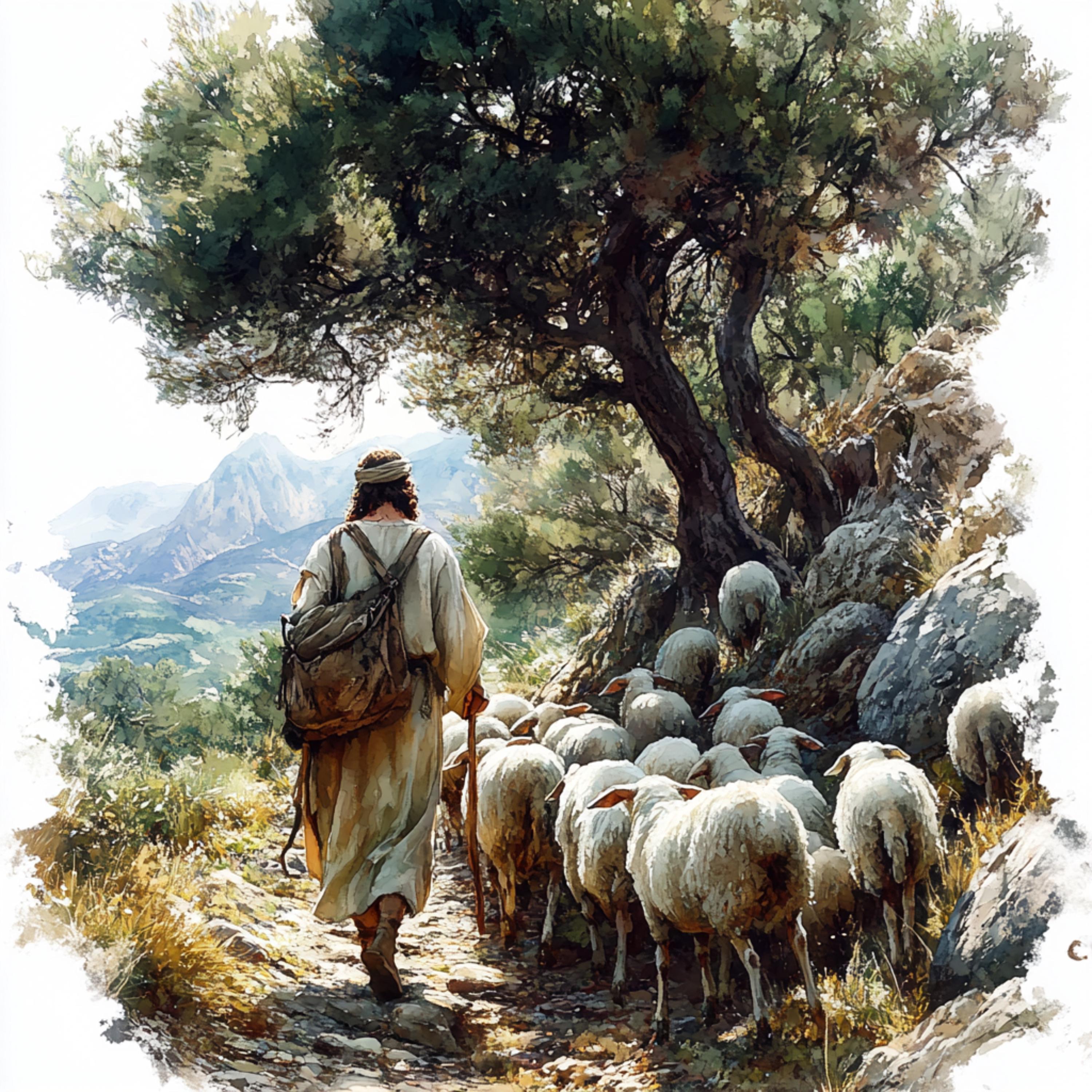 11 Jesus Shepherding Sheep Clipart, Christian Art, Jesus Wall Art, High ...