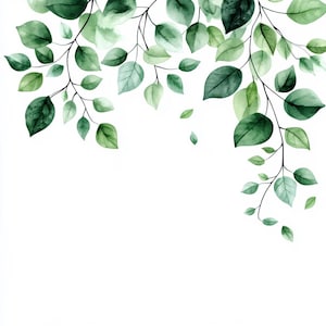 Watercolor Green Leaves Clipart: Botanical Foliage PNG (digital ...