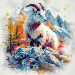 10 Aries Zodiac Sign Clipart, Mountain Goat Wall Art, High-quality JPG ...