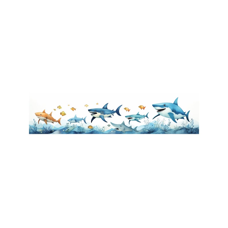 10 PNG Shark Border Cartoon Clipart, Shark Border High-resolution ...