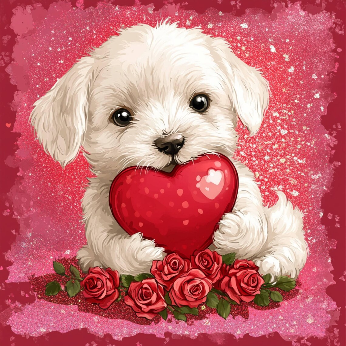 12 Cute Valentine Puppy Valentine's Day JPG, Love Heart Designs ...
