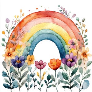 10 Rainbow Watercolor Clipart, JPG Cartoon Rainbow, Printable ...
