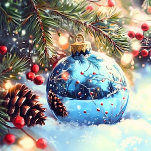 Blue Christmas Ornament Digital Images: Holiday Clipart (digital ...