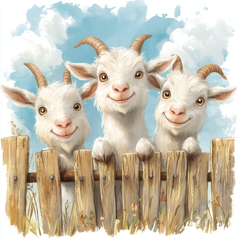 10 BABY GOATS on a FENCE Cliparts, Goat on a Farm Clipart, Goat ...