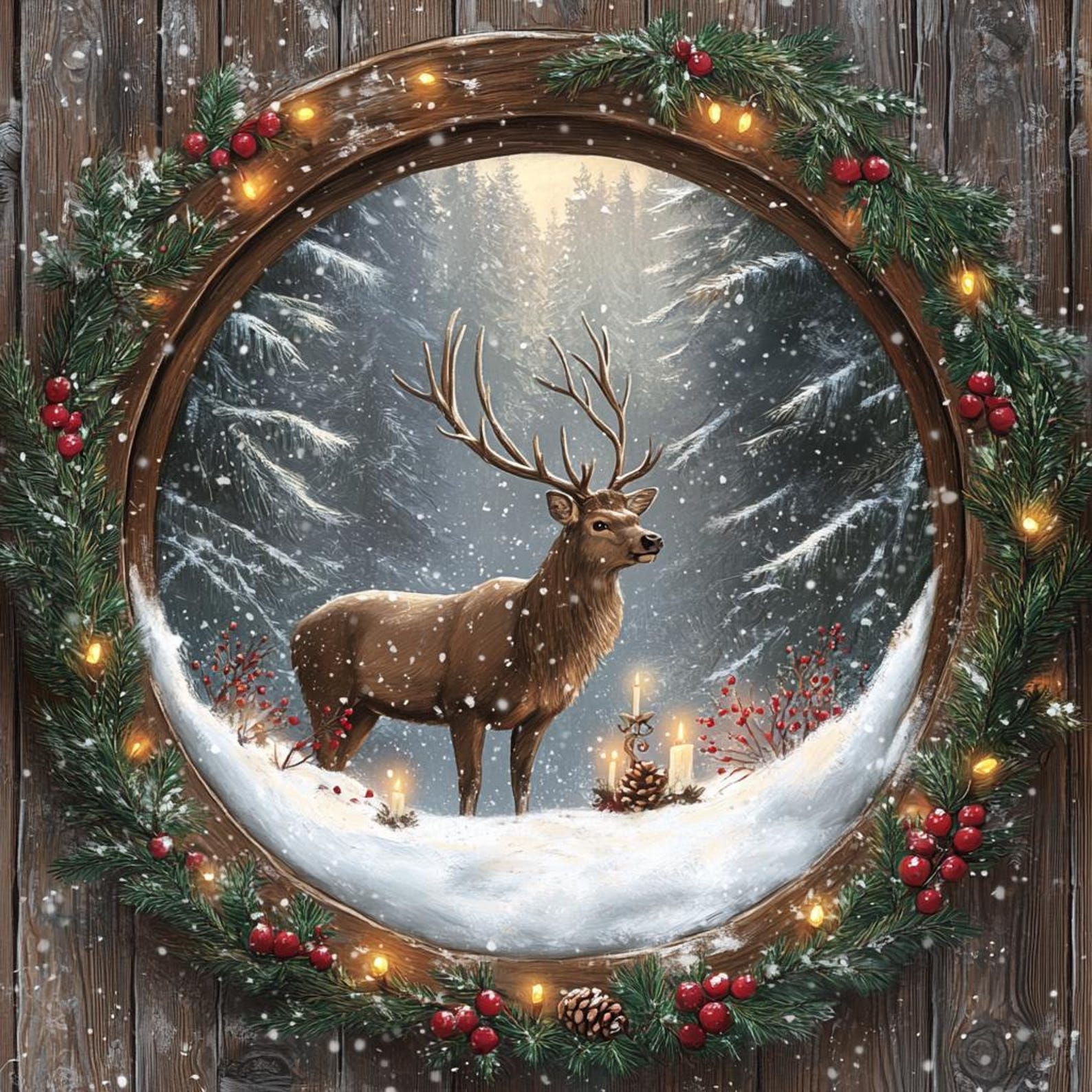 Christmas Reindeer Window Clipart: Festive Holiday Art (digital Images ...