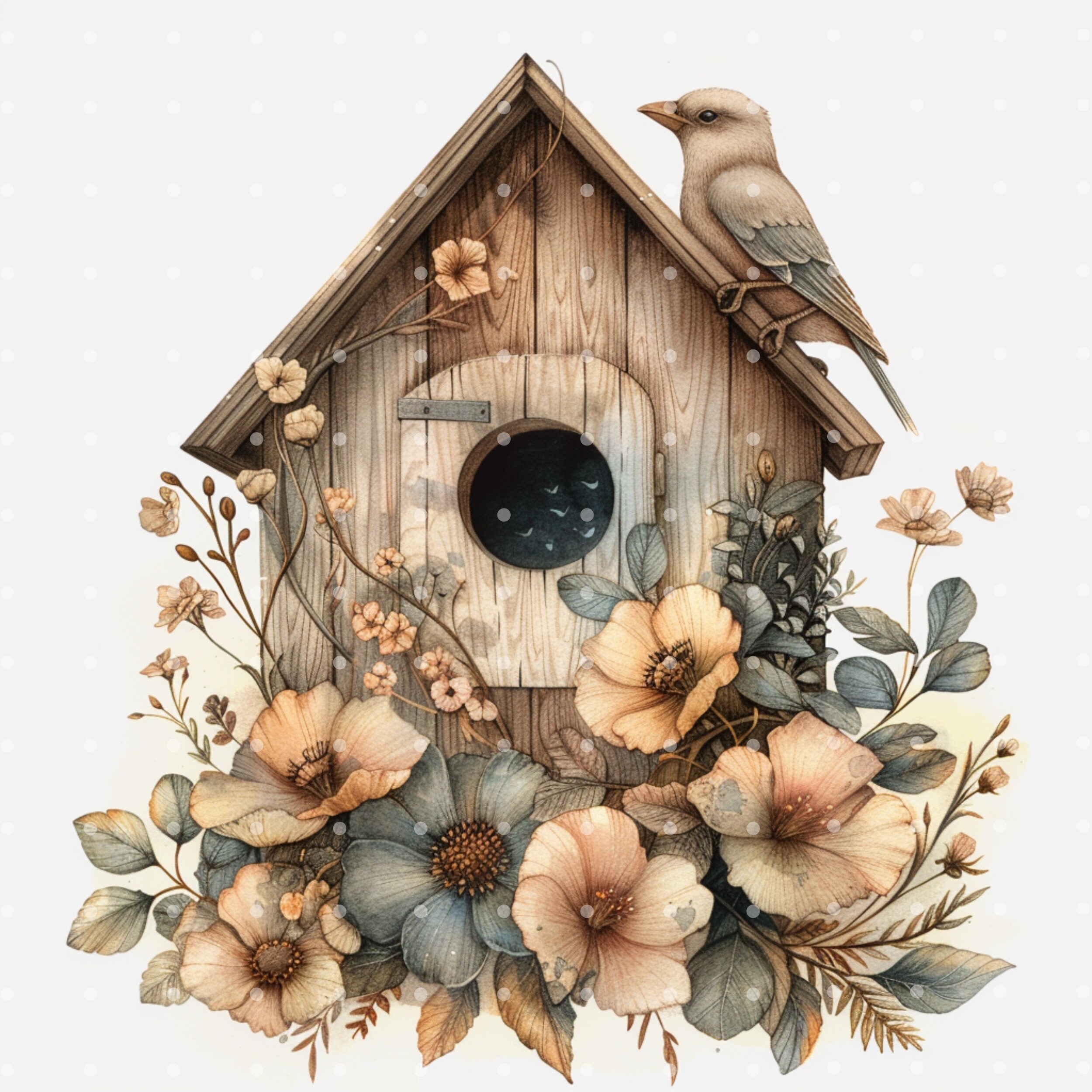 15 JPG Birdhouse Clipart, Bird House Clipart, Printable Watercolor ...