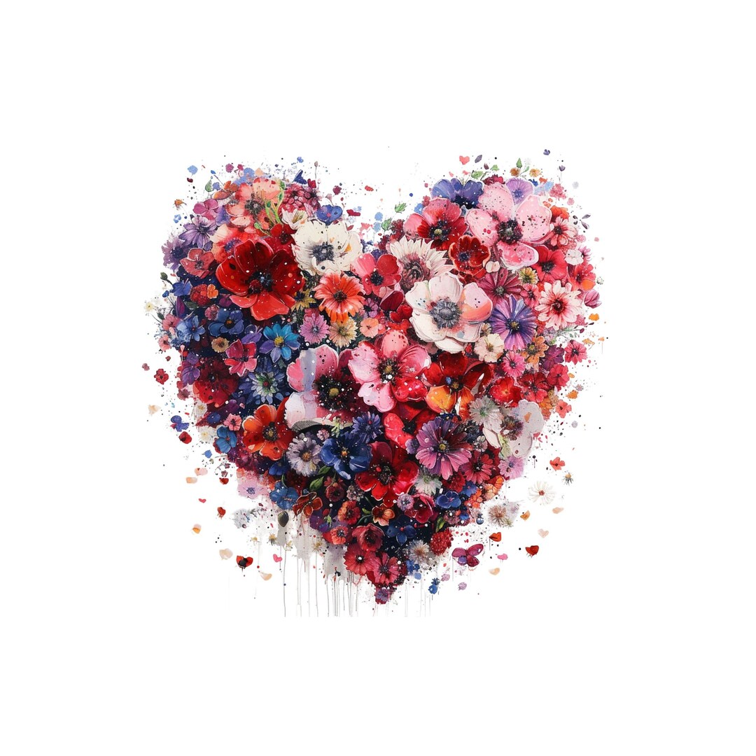 14 PNG Floral Hearts Clipart , Heart Shaped Flower Image, Printable ...