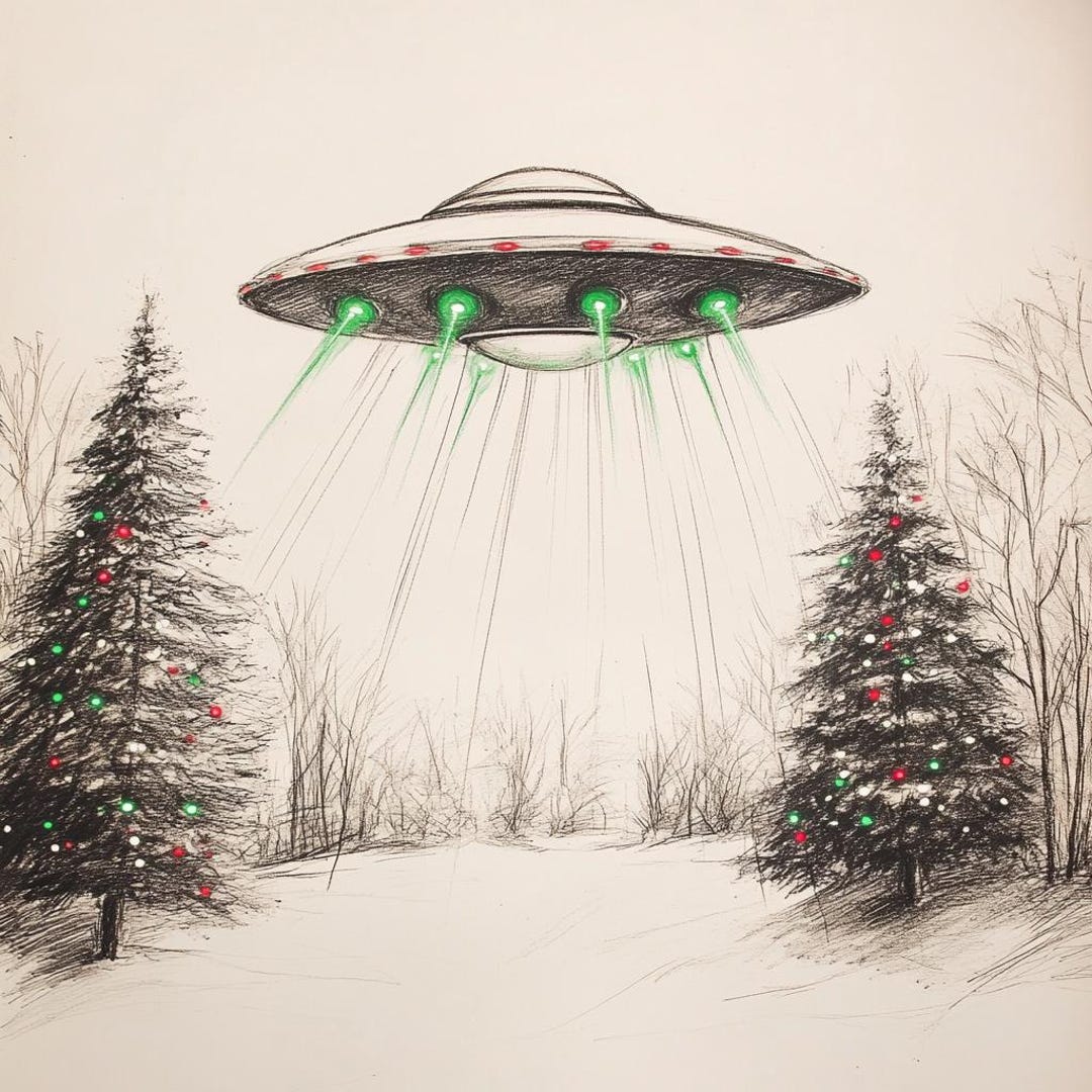 UFO Christmas Clipart: Holiday Space Art (digital Download), Spring ...