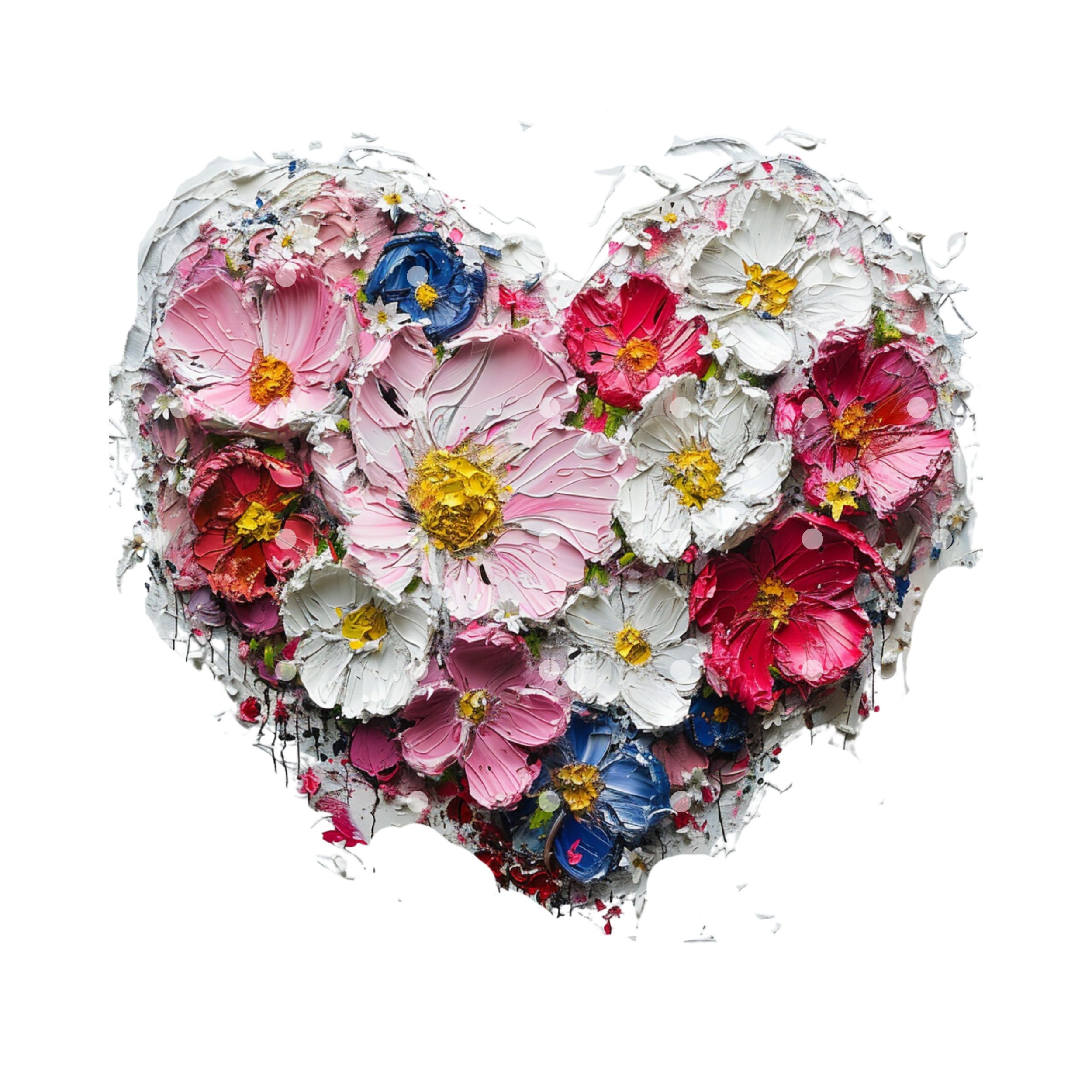 12 JPG Floral Hearts Clipart , Heart Shaped Flower Image, Printable ...