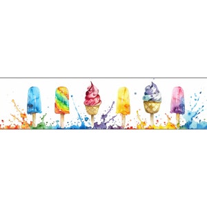 Popsicle Border Clipart: Colorful PNG, Transparent Background (digital ...
